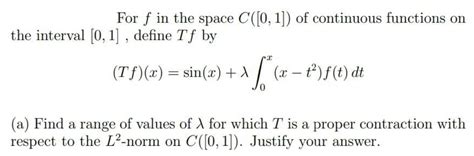 solved for f in the space c [0 1] of continuous functions