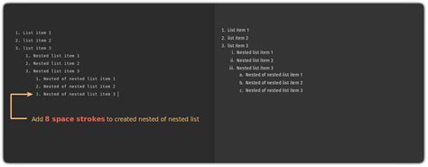 how to create nested lists in markdown