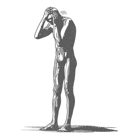 Hombre Con Dolor De Cabeza Con Estilo De Grabado Vector Premium