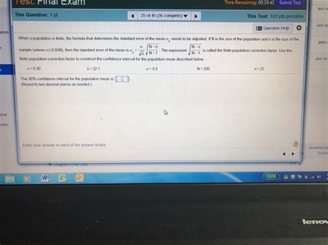 Solved When A Population Is Finite The Formula That