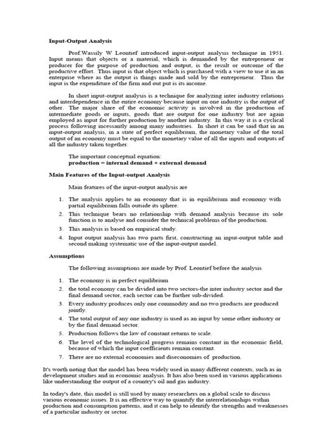 Chapter 6 Analyze Leontiefs Input Output Analysis Pdf Input