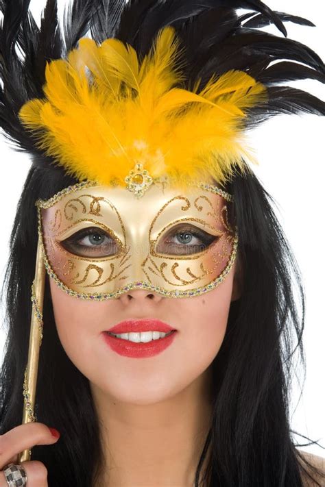 Het Meisje Van Het Portret Met Masker Stock Foto Image Of Hartstocht