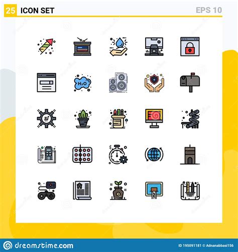 Mobile Interface Filled Line Flat Color Set Of 25 Pictograms Of Browser
