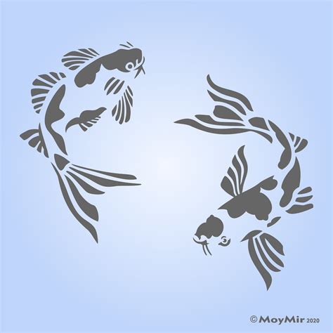 Koi Goldfish Stencil 2 Designs Choose Size Etsy