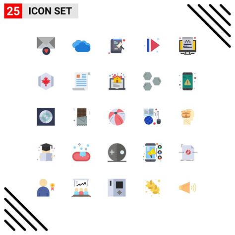 User Interface Pack Of 25 Basic Flat Colors Of Traveling Right Judge Multimedia Arrow Editable