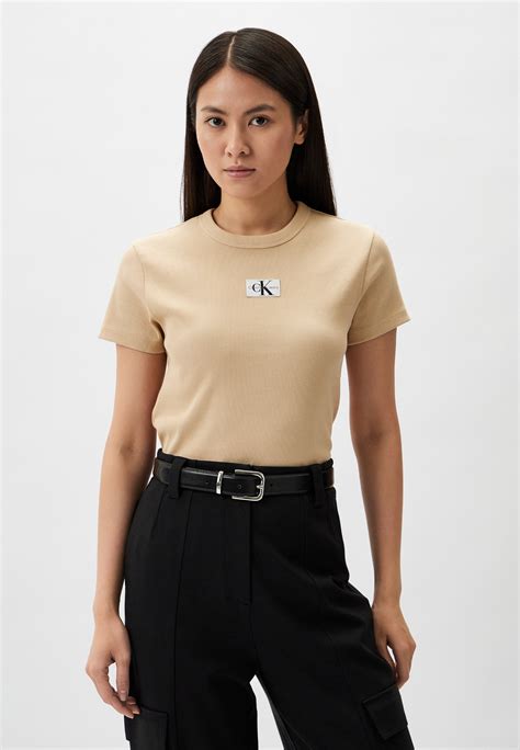 Футболка Calvin Klein Jeans цвет бежевый Rtladj568101 — купить в