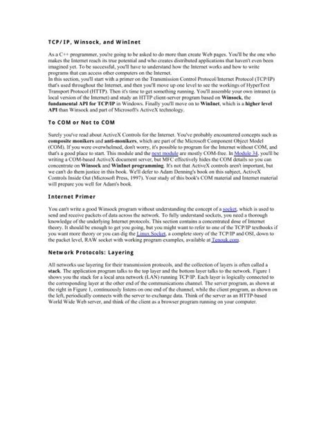 tcp ip winsock and wininet