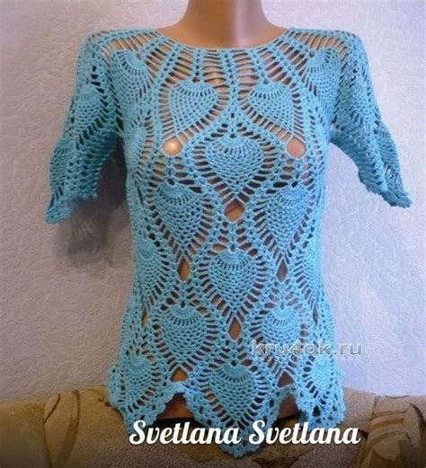 Вязаная кофточка Ананас Работа Светланы Клименко вязание и схемы вязания Кружевной узор