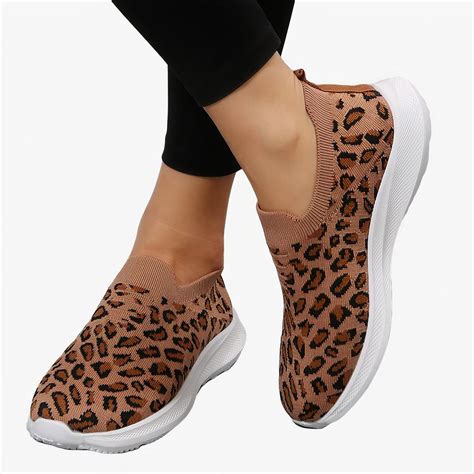 Mocassins Sport En Maille Motif Léopard Pour Femmes • Mon Mocassin