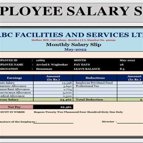 Salary Slip Template Etsy