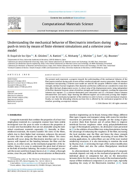 Pdf Fiber Matrix Interface Behavior In Composites