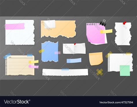 Paper Sticky Notes Memo Messages Notepads Vector Image