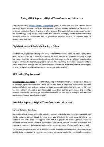 Ways RPA Supports Digital Transformation Initiatives By AIMLEAP Outsource Bigdata Issuu