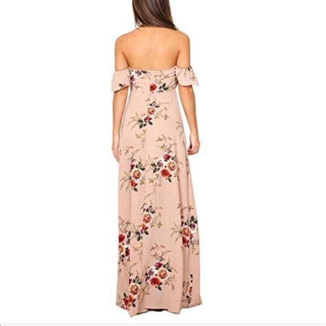 Boutique Dresses Off The Shoulder Floral Print Slit Maxi Dress