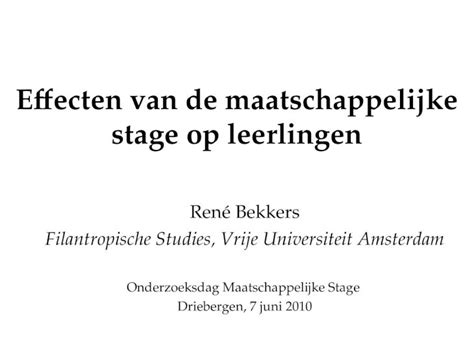 Ppt Effecten Van De Maatschappelijke Stage Op Het Burgerschap Van