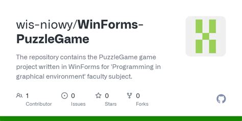 Github Wis Niowywinforms Puzzlegame The Repository Contains The