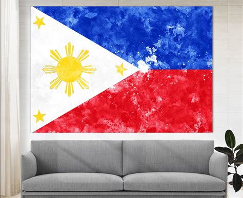 Philippines Flag Canvas Print Philippines Wall Art Flag Of