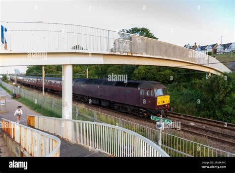 Vintage Class 47 Diesel Locomotive With Special Charter Train Passing