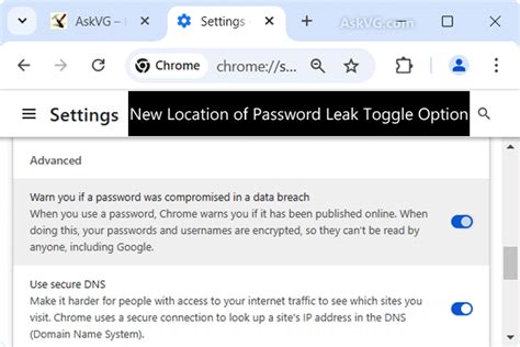 Tip Enable New Password Leak Toggle Option Location In Chrome Askvg