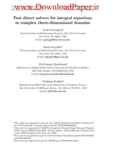 Pdf Fast Direct Solvers For Integral Equations In Complex Three