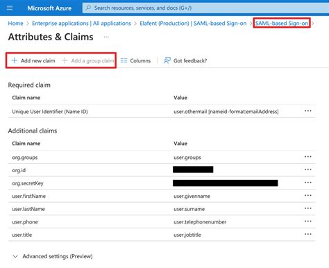 SSO Azure Elafent