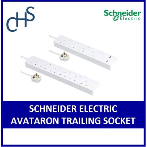Schneider Electric Avataron Trailing Socket With Individual Switch And Usb 4 Gang And 6 Gang
