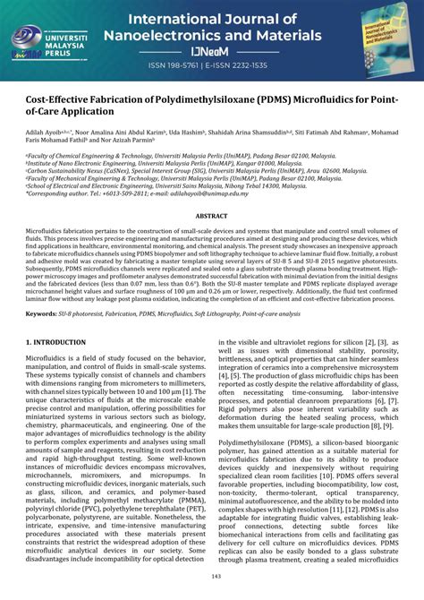 Pdf Cost Effective Fabrication Of Polydimethylsiloxane Pdms