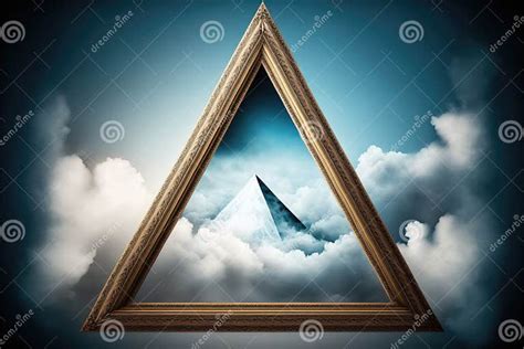 Frame Made With Covered White Cloud In The Sky In Triangle Shape Stock