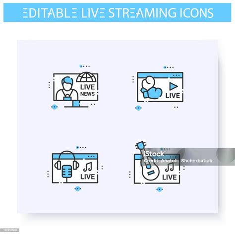 라이브 스트리밍 라인 아이콘입니다 편집 가능한 일러스트레이션 가상현실에 대한 스톡 벡터 아트 및 기타 이미지 가상현실 개념
