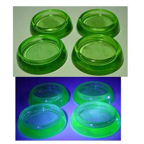 Uraniumvaseline Glass Four Furniture Coasters Or Sliders Hazel Atlas