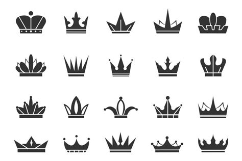 Crown Silhouette King And Queen Icons Royal Princess Imper