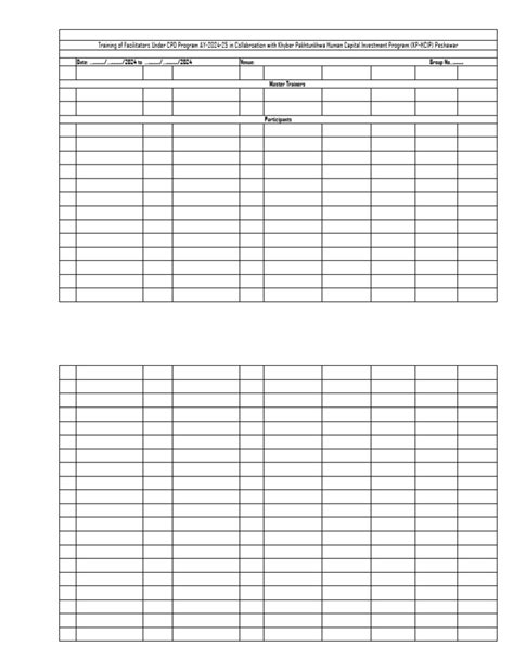 Attendence Sheet F Training Pdf