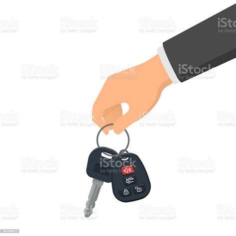 Hand Holding A Key And A Fob Concept Of Buying Or Renting A New Car