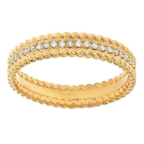 Marika Yellow Gold Band Ring With Diamond Center And Twist Edges 6237