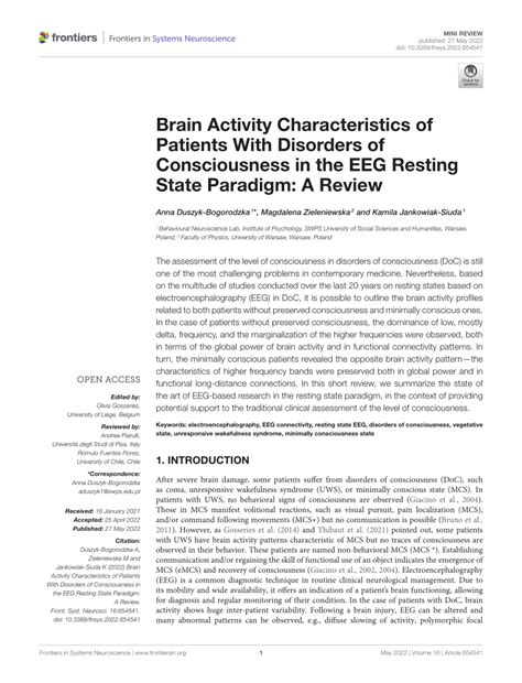 Pdf Brain Activity Characteristics Of Patients With Disorders Of