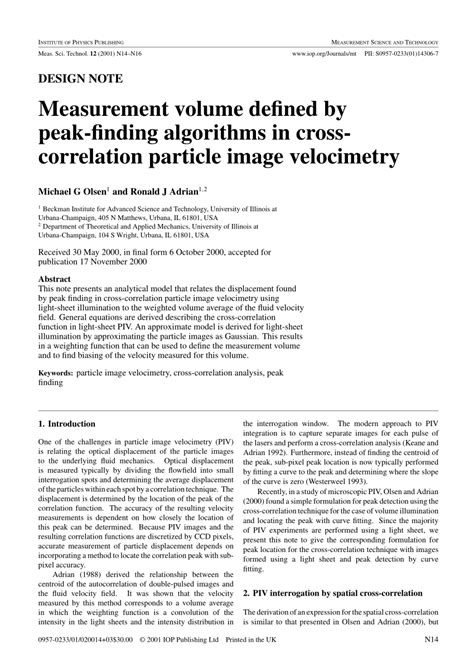 Pdf Measurement Volume Defined By Peak Finding Algorithms In Cross