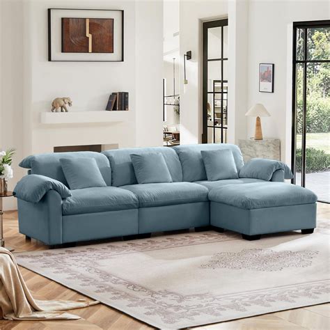 Everly Quinn L Shaped Velvet Four Person Sofa Wayfair