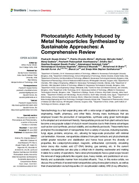 Pdf Photocatalytic Activity Induced By Metal Nanoparticles