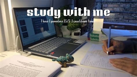 STUDY WITH ME 1 Hour Real Time Pomodoro 25 5 No Music Cozy