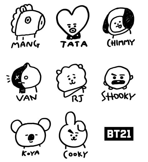 Bt21 Twitter Update ♡ Pegatinas Bonitas Bts Para Dibujar Desafío