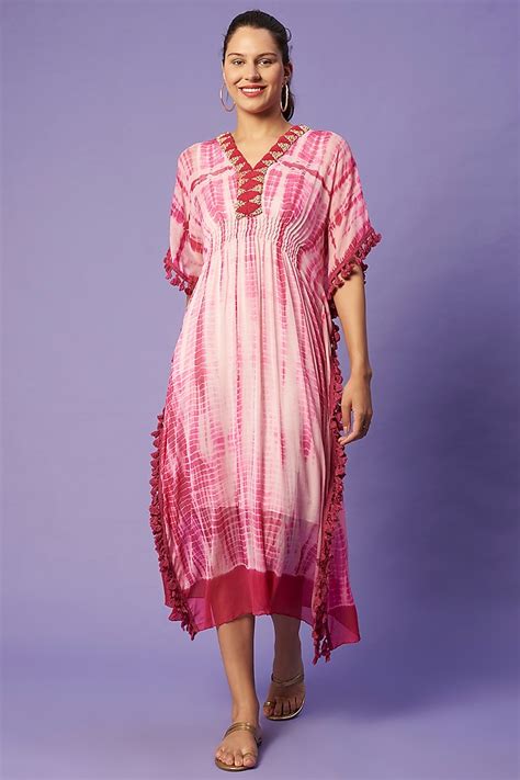 Pink Shibori Tie Dyed Kaftan By Sierra The Label At Pernias Pop Up