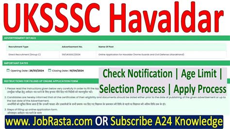 Uksssc Havaldar Recruitment 2024 Notification Apply Link