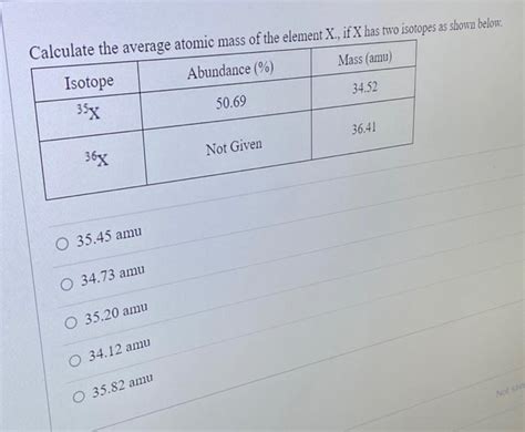 Solved Calculate The Average Atomic Mass Of The Element X Chegg Com
