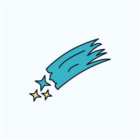 Asteroid Astronomy Meteor Space Comet Flat Icon Green And Yellow