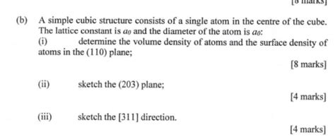 Solved B A Simple Cubic Structure Consists Of A Single Chegg Com
