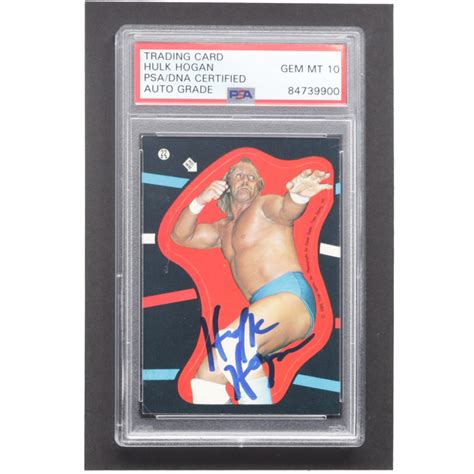 Hulk Hogan Signed 1985 Topps Wwf Stickers 22 Psa Pristine Auction