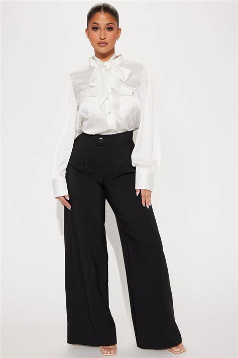 Empowered Moment Satin Shirt White Fashion Nova Shirts And Blouses