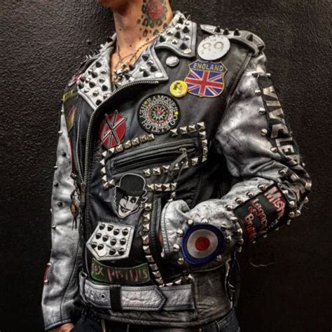 Men S Punk Cone Studs Bikers Jacket Motor Bike Heavy Metal Studded