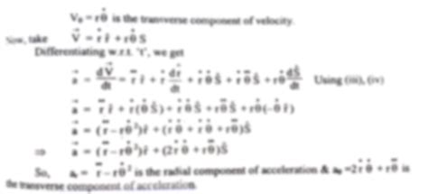 Solution Radial Transverse Components Of Velocity And Acceleration