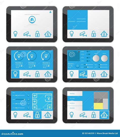 Home Security App Interface On Tablet Screen Stock Vector